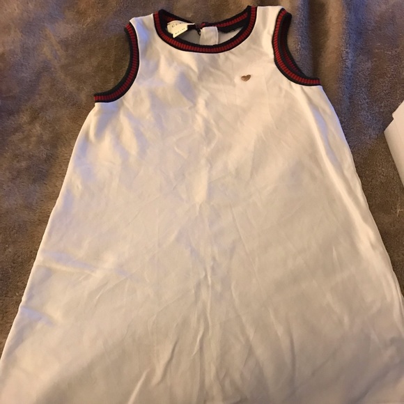 Gucci | Dresses | Gucci Sun Dress White With Navy Red Trim | Poshmark